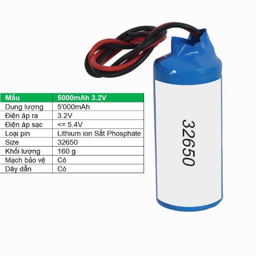 Pin lithium ion 32650 5000mAh 3.2V Sắt Phosphate 32650, Mạch bảo vệ ...