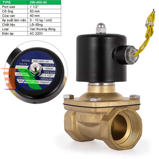 Van điện từ 2W-400-40 1 1/2", Φ50 mm, Van điện từ lõi đồng AC 220V ...