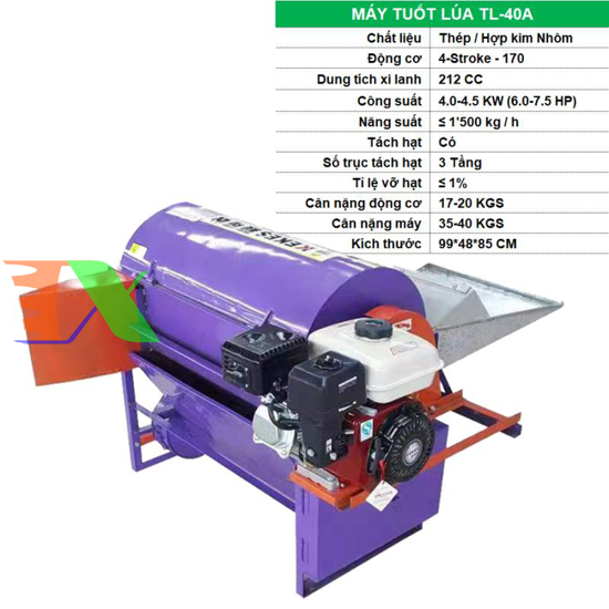 Máy tuốt lúa TL-40, Máy tuốt lúa mini cho gia đình, Máy đập lúa gia ...